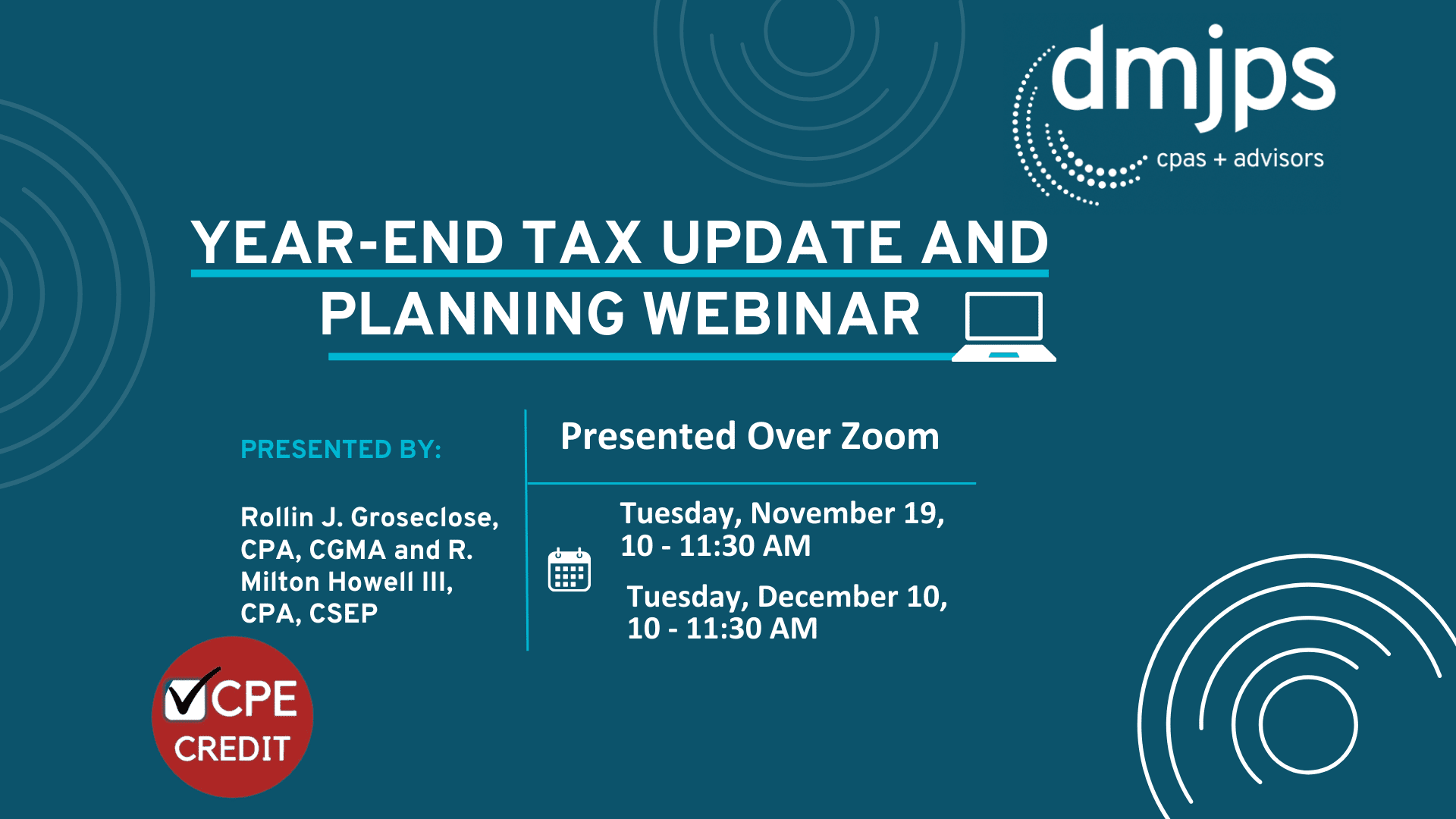 WEBINAR: 2024 Year-End Tax Planning and Updates - DMJPS